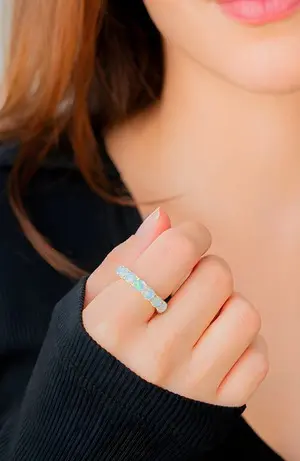 MINT & LILY Blue Opal Eternity Ring