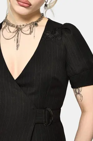 DISTURBIA Meliora Wrap Embroidered Mini Dress