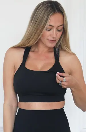 SWEAT & MILK Venice 5 Ultimate Support Full Coverage Nursing And Pumping Sports Bra - Noir