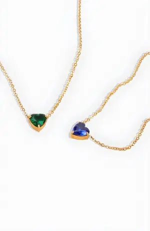 MINT & LILY Dainty Birthstone Heart Necklace - July Ruby