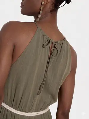APRICOT Halter Neck Wide Leg Jumpsuit With Rope Belt