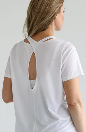 SWEAT & MILK Harper Cross Back Short Sleeve Nursing Tee - White
