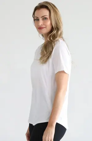 SWEAT & MILK Harper Cross Back Short Sleeve Nursing Tee - White
