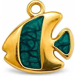 GEMINI JEWELRY 18k Yellow Gold Plated Marbled Acrylic Fish Charm - Teal/gold