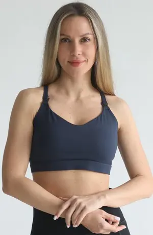 SWEAT & MILK Supportive Flow Nursing And Pumping Sports Bra - Navy