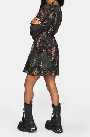 DISTURBIA Noctua Chiffon Long Sleeve Mini Dress