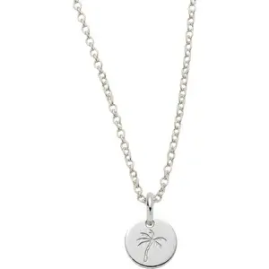 MADE BY MARY Palm Tree Disc Necklace - Silver