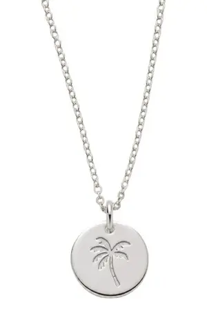 MADE BY MARY Palm Tree Disc Necklace - Silver