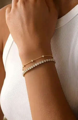 MINT & LILY Bezel Set Bracelet And Tennis Bracelet Bundle - Silver