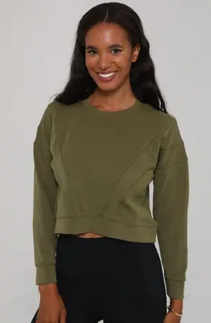 SWEAT & MILK Lyah Softstreme Cropped Nursing Crew - Olive