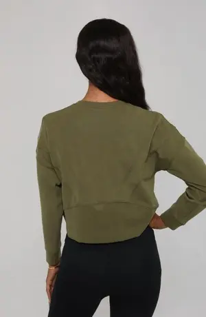 SWEAT & MILK Lyah Softstreme Cropped Nursing Crew - Olive