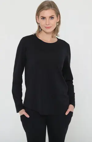 SWEAT & MILK Harper Long Sleeve Nursing Top - Noir