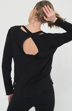 SWEAT & MILK Harper Long Sleeve Nursing Top - Noir