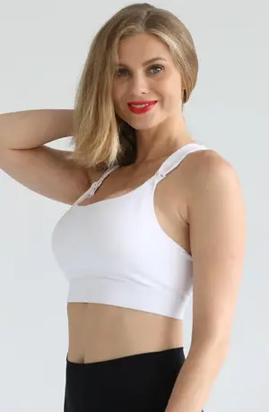 SWEAT & MILK Venice 3 Ultimate Support Full Coverage Nursing And Pumping Sports Bra - Blanc