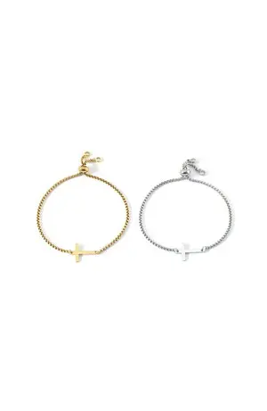 MINT & LILY Sideways Cross Slider Bracelet - Gold