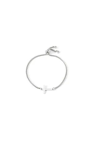 MINT & LILY Sideways Cross Slider Bracelet - Silver