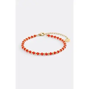 MINT & LILY Birthstone And Gold Bead Bracelet July Ruby