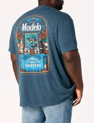 Lucky Brand Big & Tall Modelo Graphic Tee - Blue