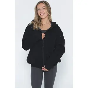 SWEAT & MILK Isabella Organic Full Zip Hoodie - Noir