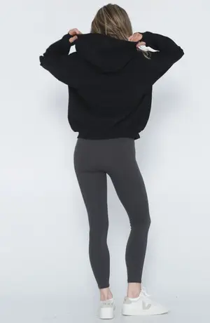 SWEAT & MILK Isabella Organic Full Zip Hoodie - Noir