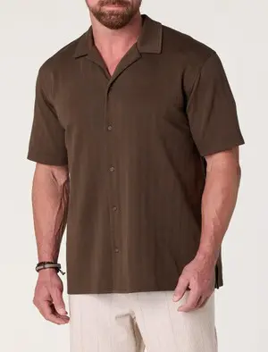 NAUTICA Big & Tall Piquã© Jacquard Button-front Polo Shirt
