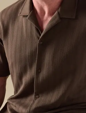 NAUTICA Big & Tall Piquã© Jacquard Button-front Polo Shirt