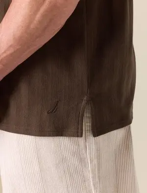NAUTICA Big & Tall Piquã© Jacquard Button-front Polo Shirt