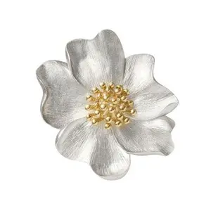 JAN LESLIE Sterling Flower Lapel Pin - Silver Gold
