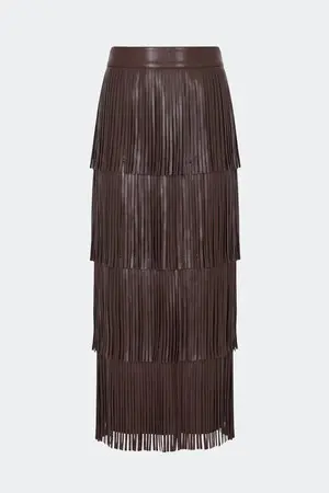 SIMONMILLER Za Za Vegan Leather Fringe Skirt