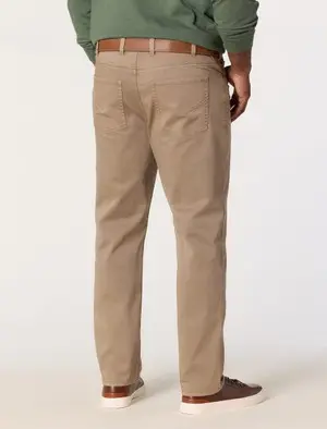 TRUE NATION BY DXL Athletic Fit 5-pocket Stretch Cotton Pants - Brindle