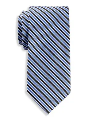 OAK HILL BY DXL Big & Tall Striped Tie Blue