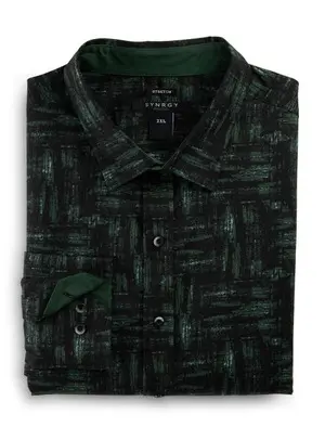 SYNRGY BY DXL Big & Tall Brush Stroke Sport Shirt - Black