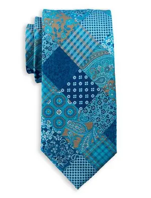 SYNRGY BY DXL Synrgy Abstract Patchwork Neck Tie - Teal