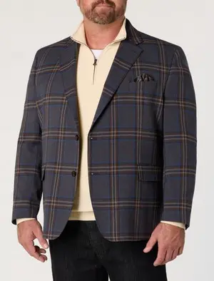 TALLIA Big & Tall Bold Plaid Sport Coat - Grey