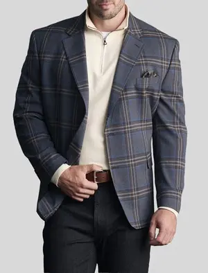 TALLIA Plaid Sport Coat - Grey