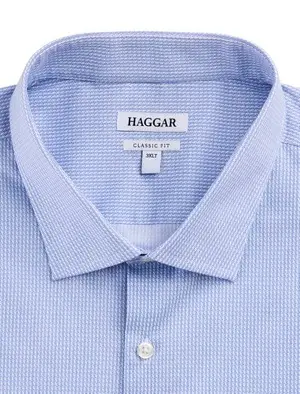 HAGGAR Big & Tall Micro Geometric Patterned Wrinkle-free Dress Shirt