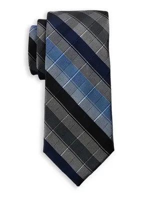 HAGGAR Big & Tall Plaid Tie - Navy