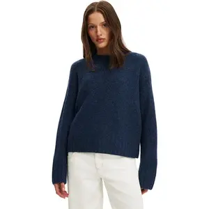 COTTON ON Luxe Crew Neck Sweater Lofty Shadow Navy