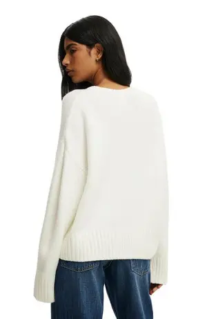 COTTON ON Luxe Crew Neck Sweater - Lofty White