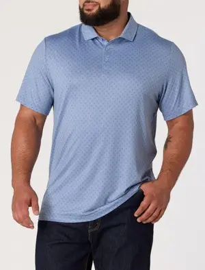 TRAVISMATHEW FIT BY DXL Big & Tall Final Drive Geometric Polo Shirt - Blue