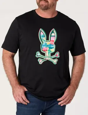 Psycho Bunny Big & Tall Nate Graphic Tee - Black