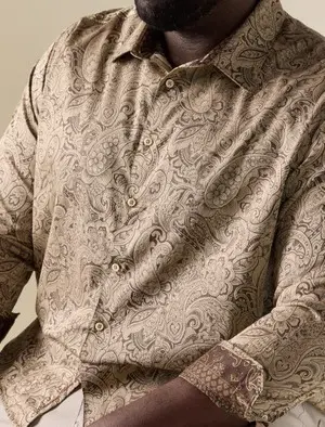 ROBERT GRAHAM BY DXL Big & Tall Hudson Sport Shirt - Khaki