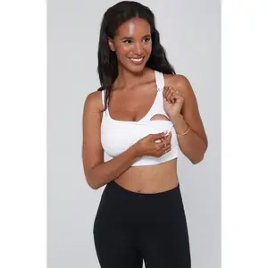 SWEAT & MILK Chloe 3 Running Nursing Sports Bra Blanc