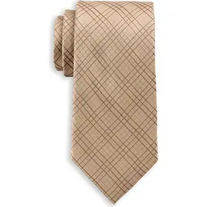 Michael Kors Big & Tall Salins Grid Patterned Tie - Tan