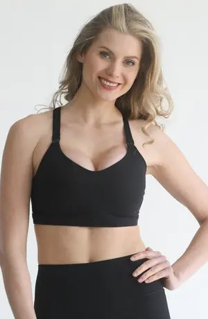 SWEAT & MILK Empower High Support Molded Cup Nursing And Pumping Sports Bra - Noir