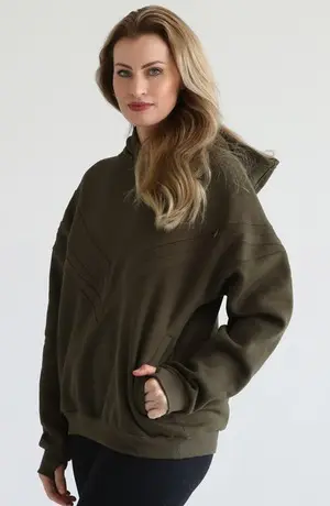 SWEAT & MILK Isabella Ultra Soft Nursing And Pregnancy Hoodie - Olive Tree