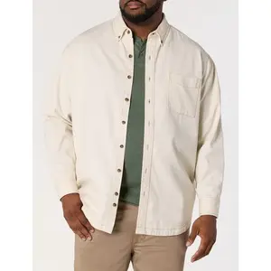 TRUE NATION BY DXL Big & Tall Twill Shirt Jacket - Ivory