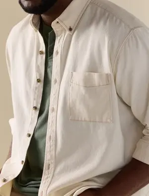 TRUE NATION BY DXL Big & Tall Twill Shirt Jacket - Ivory