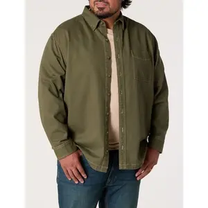 TRUE NATION BY DXL Big & Tall Twill Shirt Jacket Thyme