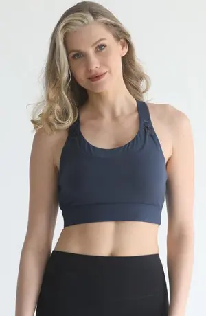 SWEAT & MILK Venice High Impact Full Coverage Nursing Sports Bra - Navy